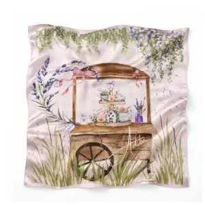 ADIBA Lavender Bloom Cart Silk Scarf - Multicolor