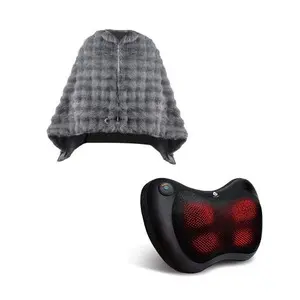PURSONIC Ultimate Comfort & Relaxation Bundle Heated Plush Shawl + Shiatsu Neck & Back Massager - Black