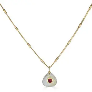 LONI PAUL JEWELRY Rutilated Quartz And Garnet Teardrop Pendant Necklace