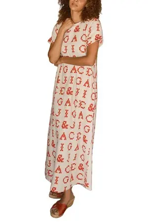 Ace & Jig Mette Button Back Belted A-line Maxi Dress - Monogram