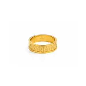 ADIBA 18k Plated Stainless Steel Diamond Pattern Ring - Gold