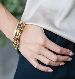 LONI PAUL JEWELRY Mixed Metal Rectangle Bead Bracelet