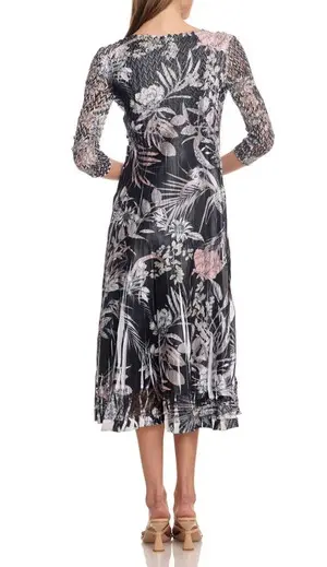 Komarov Tea Length Dress With Lace Details