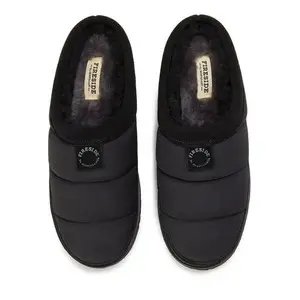 DEARFOAMS Nylon Sport Clog With Genuine Australian Shearling Lining - Black
