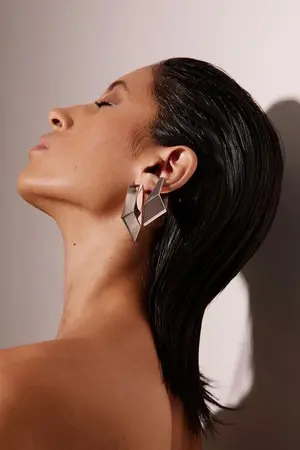 NAYIBE WARCHAUSKY JEWELRY Oblique Drop Earrings In 24k And Palladium Plated Brass - Silver
