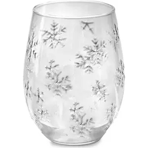 TAG Christmas Snowflake Stemless Wine Glass Soda Lime 3.5x3.5x5 - Clear