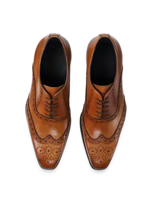 PAUL FREDRICK Leather Wing Tip Oxford Shoes