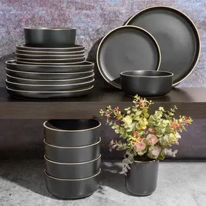 GIBSON HOME Zuma 18 Piece Dinnerware Set - Black