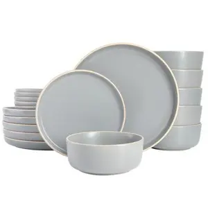 GIBSON HOME Zuma 18 Piece Dinnerware Set - Grey