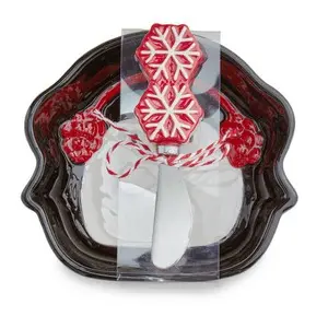 TAG Christmas Penguin Bowl & Snowflake Spreader Set Multi Earthenware 21 Oz