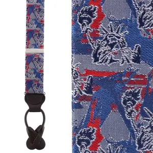 Trafalgar Freedom's Torch Patriotic Silk Novelty Button-end Suspenders - Multiple