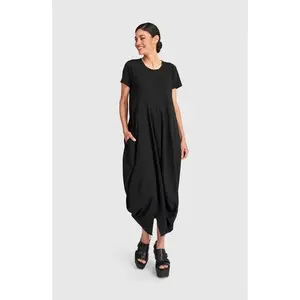 Alembika Staple Cocoon Maxi Dress With Gathered Skirt - Black