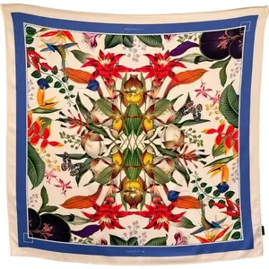 MUZALUCI Scarf Colombian Flowers Ivory - Blue