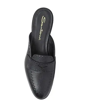 Santoni Granato Leather Mule - Black