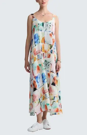 LUUKAA Avelyn Painterly Print Linen Maxi Dress - Multihued
