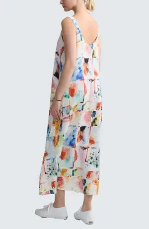 LUUKAA Avelyn Painterly Print Linen Maxi Dress