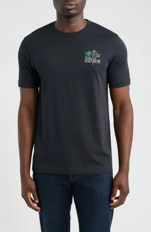 Travis Mathew Drinks On Us Cotton Graphic T-shirt - Black