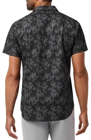 Travis Mathew Techwoven Founder Floral Short Sleeve Performance Button-up Shirt