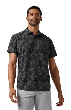 Travis Mathew Techwoven Founder Floral Short Sleeve Performance Button-up Shirt