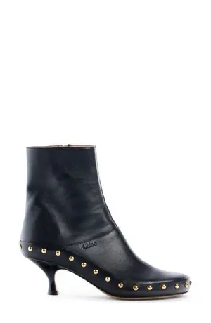 Chloé Junie Studded Leather Ankle Boots - Black
