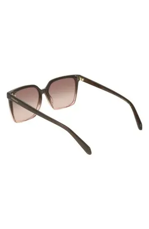 FERRAGAMO 57mm Rectangle Sunglasses - Transparent Brown Gradient