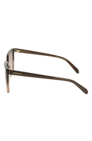 FERRAGAMO 57mm Rectangle Sunglasses - Transparent Brown Gradient