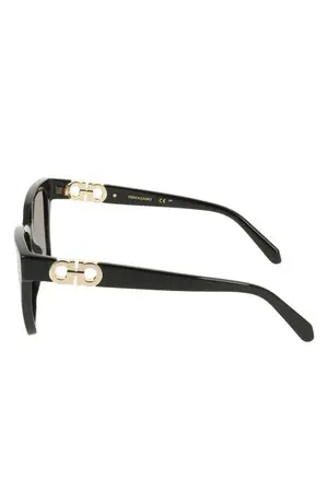 FERRAGAMO 57mm Rectangle Sunglasses - Black