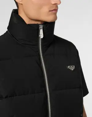 Philipp Plein Quilted Nylon Down Vest With High Collar