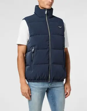 Philipp Plein Padded High Neck Zip-up Vest - Darkblue