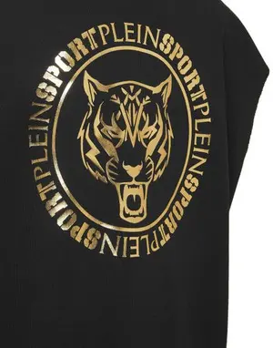 PLEIN SPORT Sleeveless Hooded Tank Top - Black/lightgold