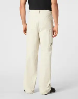 PLEIN SPORT Technical Nylon Cargo Trousers With Tiger Scratch Print
