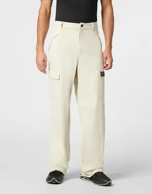 PLEIN SPORT Technical Nylon Cargo Trousers With Tiger Scratch Print