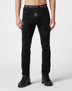 Philipp Plein Denim Trousers Super Straight Cut - Deepblack