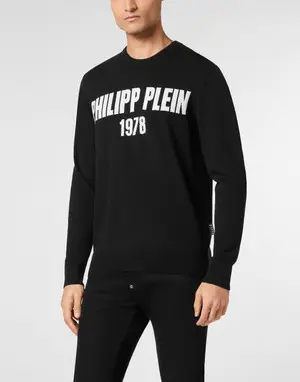 Philipp Plein Pullover Round Neck 1978 Logo - Black