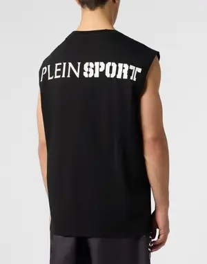 PLEIN SPORT Sleeveless Graphic Tank Top - Black