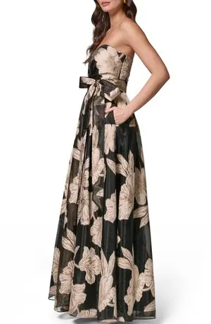 Donna Karan New York Strapless Floral Gown