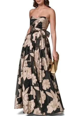 Donna Karan New York Strapless Floral Gown