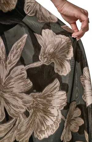 Donna Karan New York Strapless Floral Gown With Voluminous Skirt And Sash