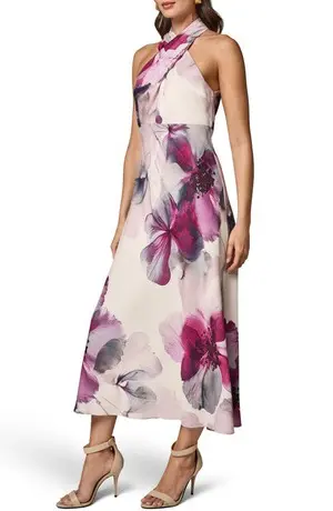 Donna Karan New York Floral Halter Midi Dress