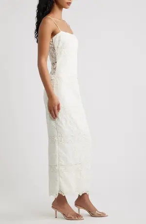 House Of Cb Serenella Broderie Anglaise Column Gown