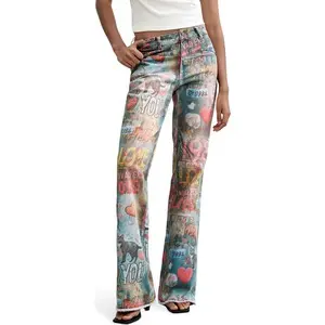 Desigual Graphic Flare Leg Jeans - Medium Blue