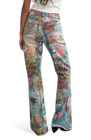 Desigual Graphic Flare Leg Jeans