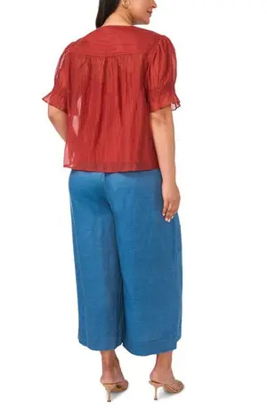 Vince Camuto Pleated Ruffle Top