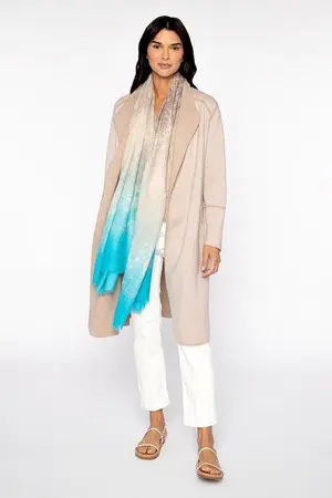 Kinross Cashmere Ombre Reef Print Scarf - Pacific Multi