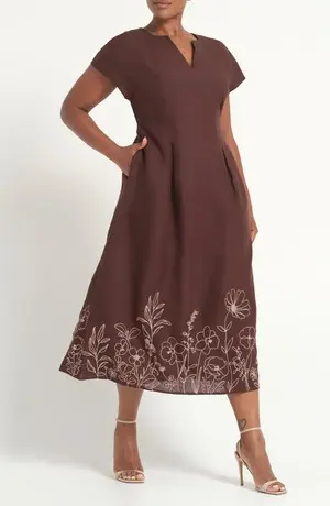 ESTELLE Emery Print Linen Blend Maxi Dress