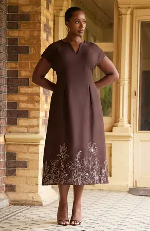 ESTELLE Emery Print Linen Blend Maxi Dress