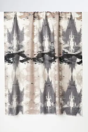 Kinross Cashmere Natural Ikat Print Scarf - Mushroom Multi