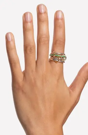 SPINELLI KILCOLLIN Nimbus Two-tone Linked Emerald Rings