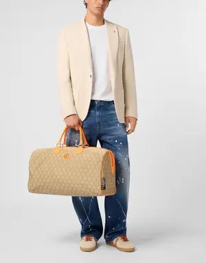 Philipp Plein Jacquard Monogram Travel Bag - Beige/orange