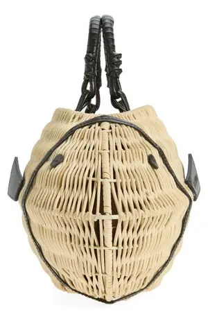 Staud Cleo Wicker Fish Top Handle Bag
